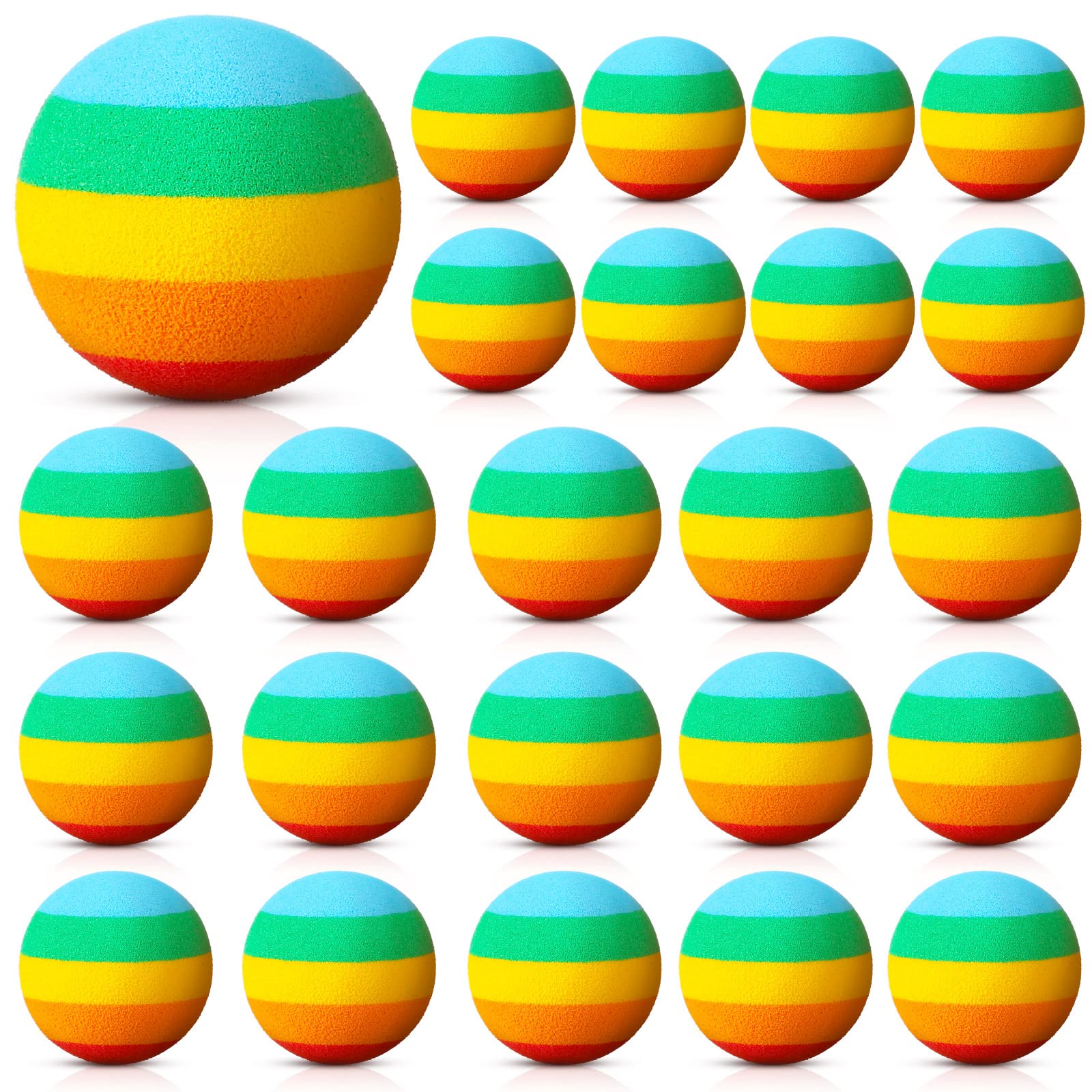 Deekin 24 Pcs Power Refill Balls Soft Foam Balls for Guns Toy, Power Refill for Replacement Reduction Stress, Age Over 12(Rainbow Color)
