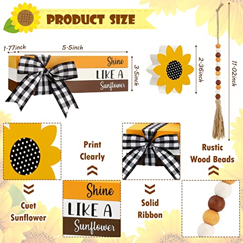 Queekay Tiered Tray Decor, Decorative Fake Book Decor Rustic Wooden Fake Old Books Home Mantle Decor for Spring Summer Fall Table Shelf Mantle Decorations(Sunflower)