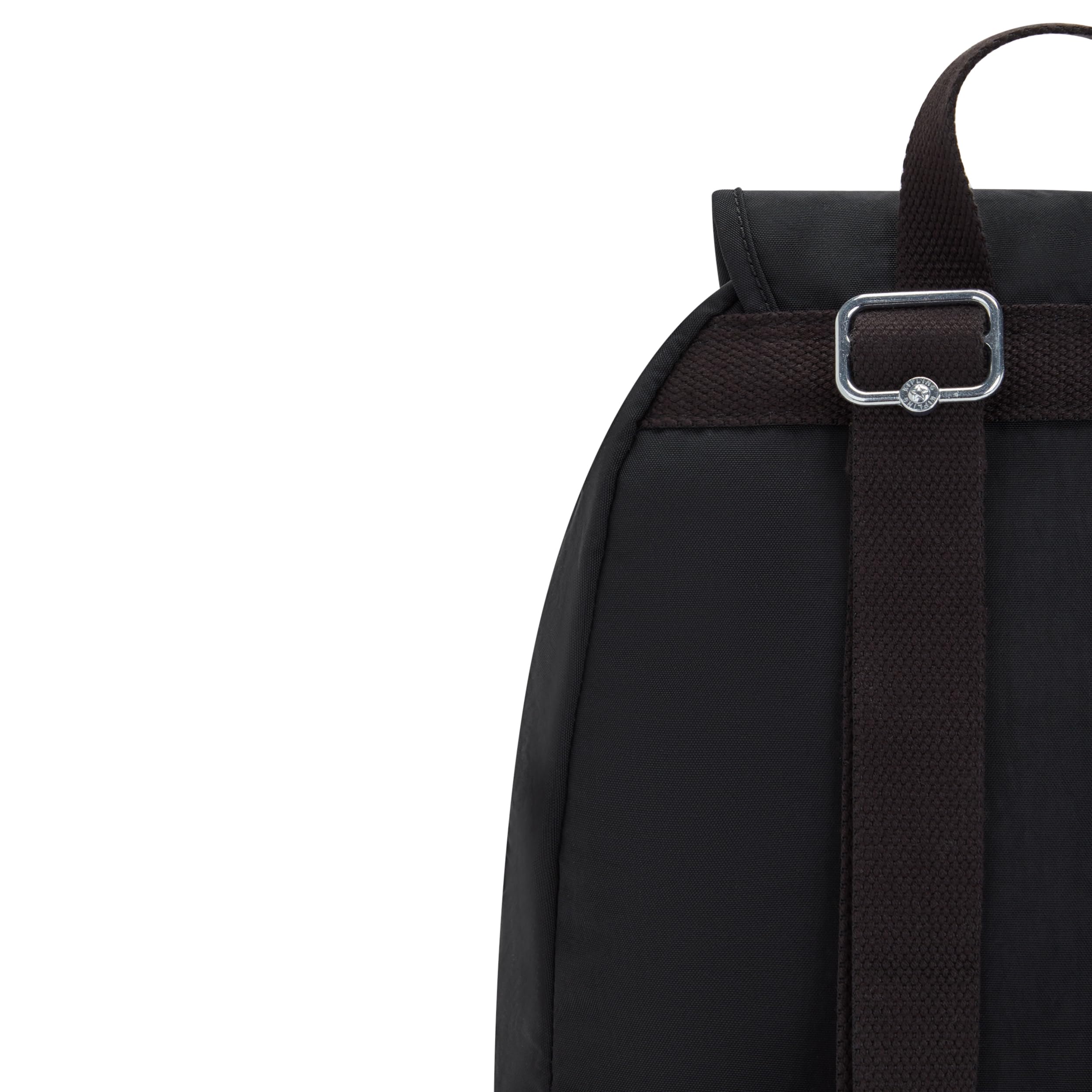 Kipling Girls' Women's Queenie, Adjustable Backpack Straps, Monkey Keychain, Key Clasp, Top Carry Handle, Black Tonal, 10" L x 13.25" H x 6.25" D
