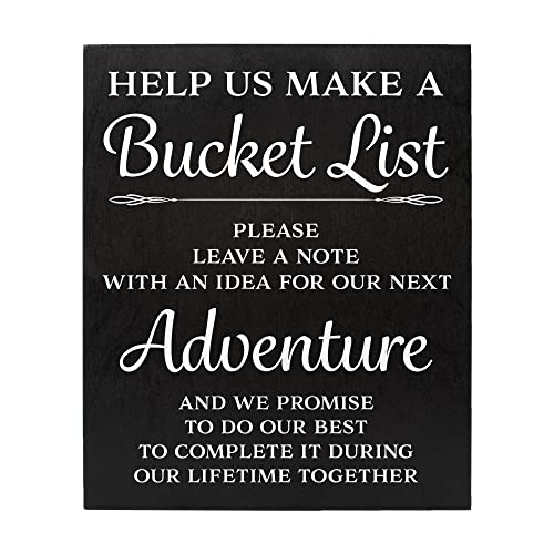 JennyGems Bucket List Wedding Signs, Wedding Decor, Wedding Reception Sign, Wedding Table Decorations, Wedding Bucket List, 10 x 12 Wooden Sign, Black