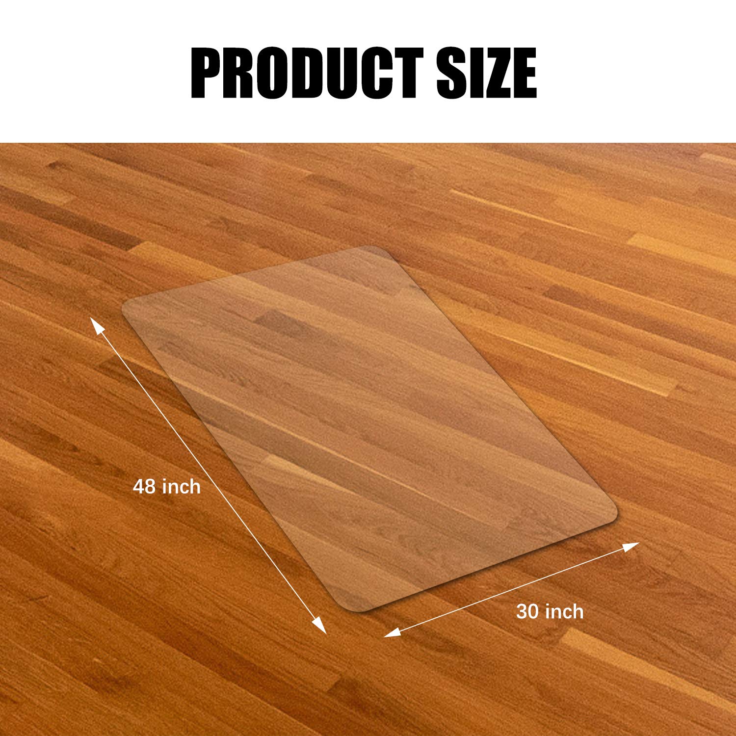 Kuyal Clear Chair Mat, Hard Floor Use, 48" x 30" Transparent Office Home Floor Protector mat Chairmats (30" X 48" Rectangle)