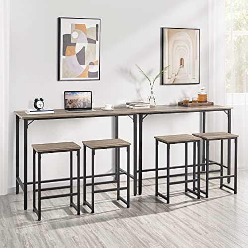 Yaheetech 3 Piece Bar Table Set, 47.5β Industrial Dining Table Set, Counter Height Table with Bar Stools Set of 2, Kitchen Breakfast Table and Chairs for Dining Room, Living Room, Apartment