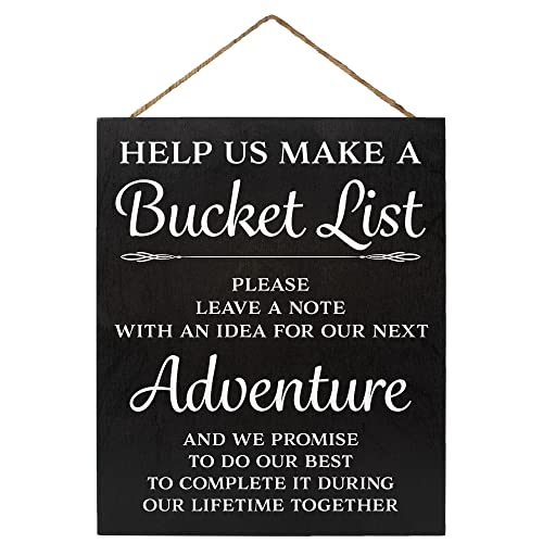 JennyGems Bucket List Wedding Signs, Wedding Decor, Wedding Reception Sign, Wedding Table Decorations, Wedding Bucket List, 10 x 12 Wooden Sign, Black