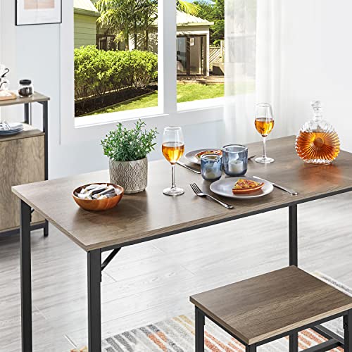 Yaheetech 3 Piece Bar Table Set, 47.5β Industrial Dining Table Set, Counter Height Table with Bar Stools Set of 2, Kitchen Breakfast Table and Chairs for Dining Room, Living Room, Apartment