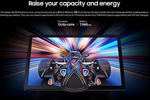 SAMSUNG Galaxy Tab A8 10.5"(32GB, 3GB) Full HD, Fingerprint Secure, All-Day Battery, Android 11 Wi-Fi Tablet, US Model SM-X200 (w/ 64GB SD, Gray)