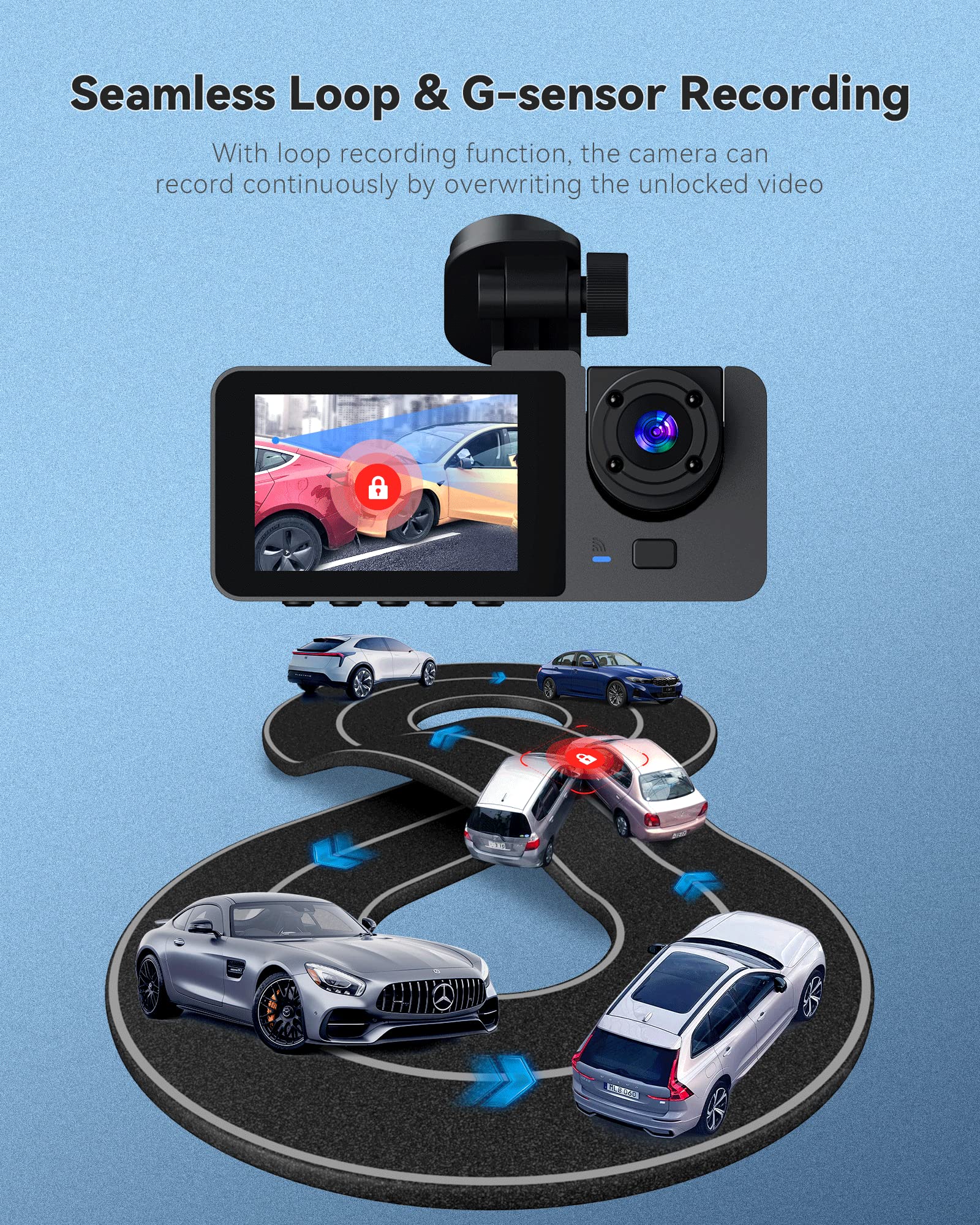 Dash Cam Front and Rear Inside, 3 Channel Dash Camera 1080P Full HD with 32GB SD Card, Car Camera with 2.0ββ IPS Screen, Night Vision, WDR, G-Sensor, Loop Recording, Parking Mode, Motion Detection