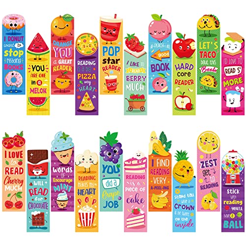Scented Bookmarks Scratch and Sniff Bookmarks Fruit Food Theme Bookmarks for Kids Assorted Scented Bookmarks Cute Bookmarks for Students, Teens, Food Lovers, 20 Styles (60 Pcs)