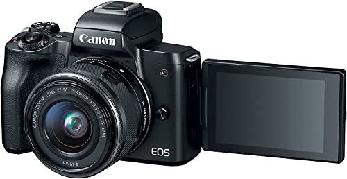 Canon EOS M50 Mirrorless Camera Kit w/EF-M15-45mm and 4K Video (Black) (Renewed)