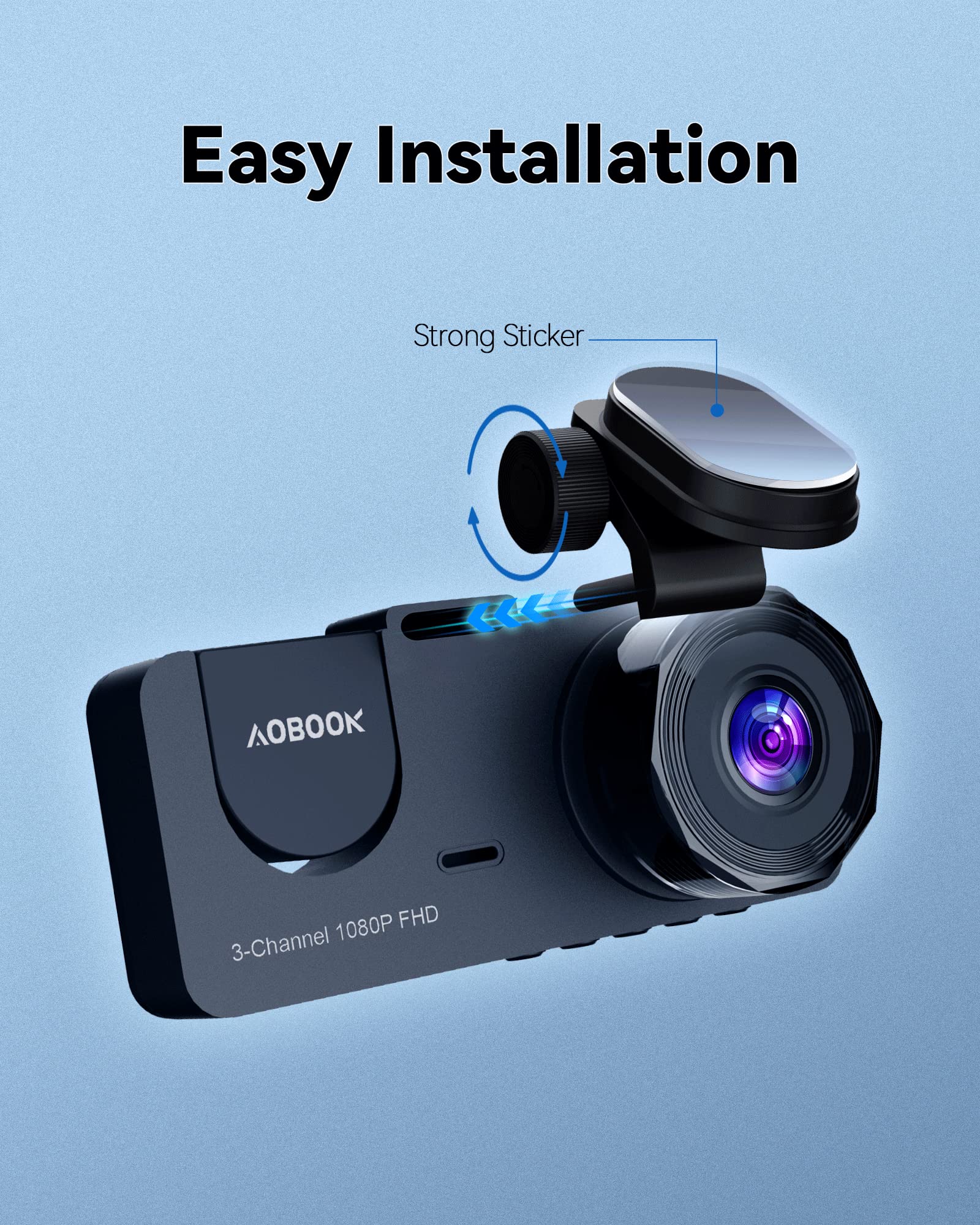 Dash Cam Front and Rear Inside, 3 Channel Dash Camera 1080P Full HD with 32GB SD Card, Car Camera with 2.0ββ IPS Screen, Night Vision, WDR, G-Sensor, Loop Recording, Parking Mode, Motion Detection