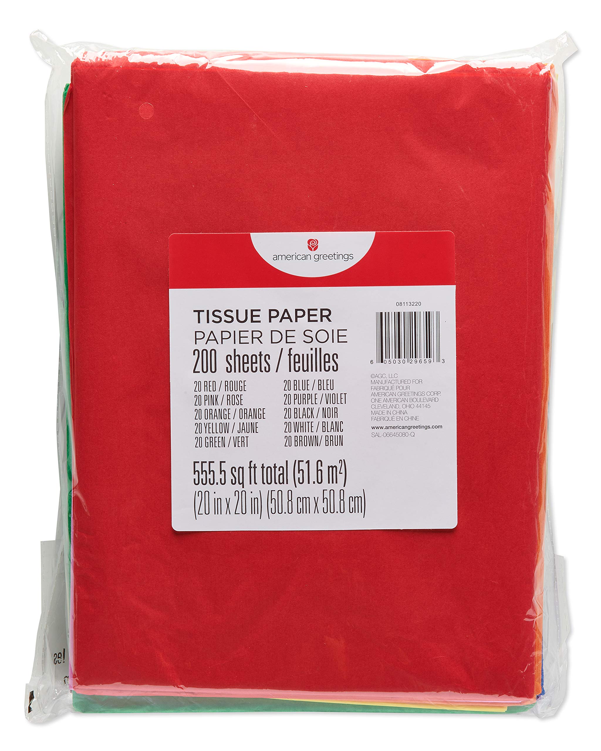 American Greetings Bulk Rainbow Tissue Paper for Birthdays, Easter, Mother's Day, Father's Day, Graduation and All Occasions (200-Sheets)
