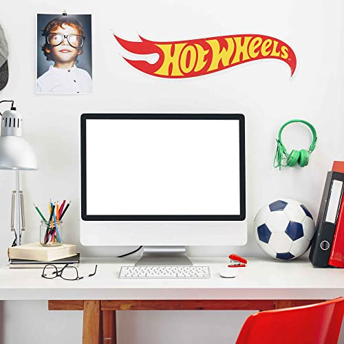 Open Road Brands Mattel Hot Wheels Flame Logo Metal Sign - Large Hot Wheels Sign for Kids' Bedroom, Man Cave or Garage