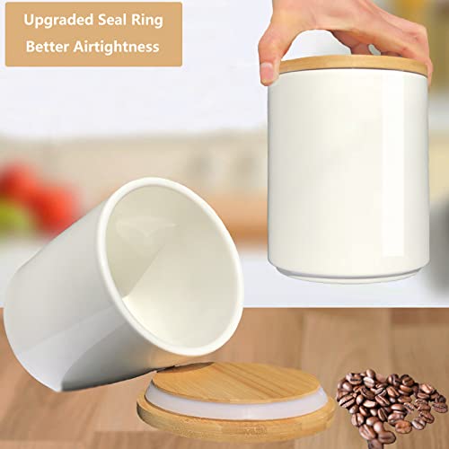 Kopmath Ceramic Food Storage Jar, 35 FL OZ（1000 ml）,Kitchen Canister with Bamboo Lid, Sturdy for Dishwasher, Storage Container for Coffee Sugar Tea Nut Snack Sourdough Starter
