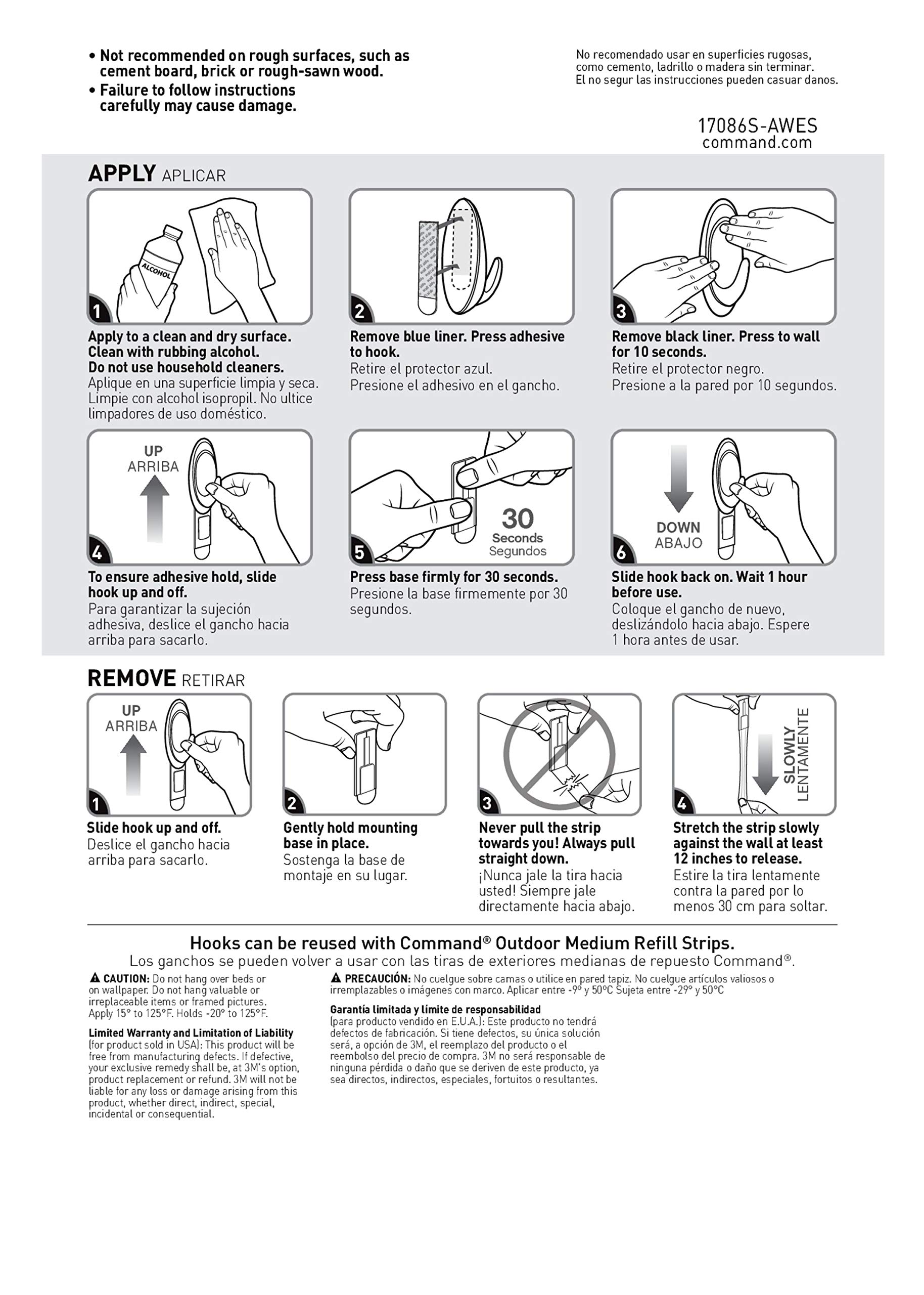 Command 17086S-AW-E Outdoor Terrace, Medium, Slate, 2-Hooks (17086S-AWES), 0, 2 Count