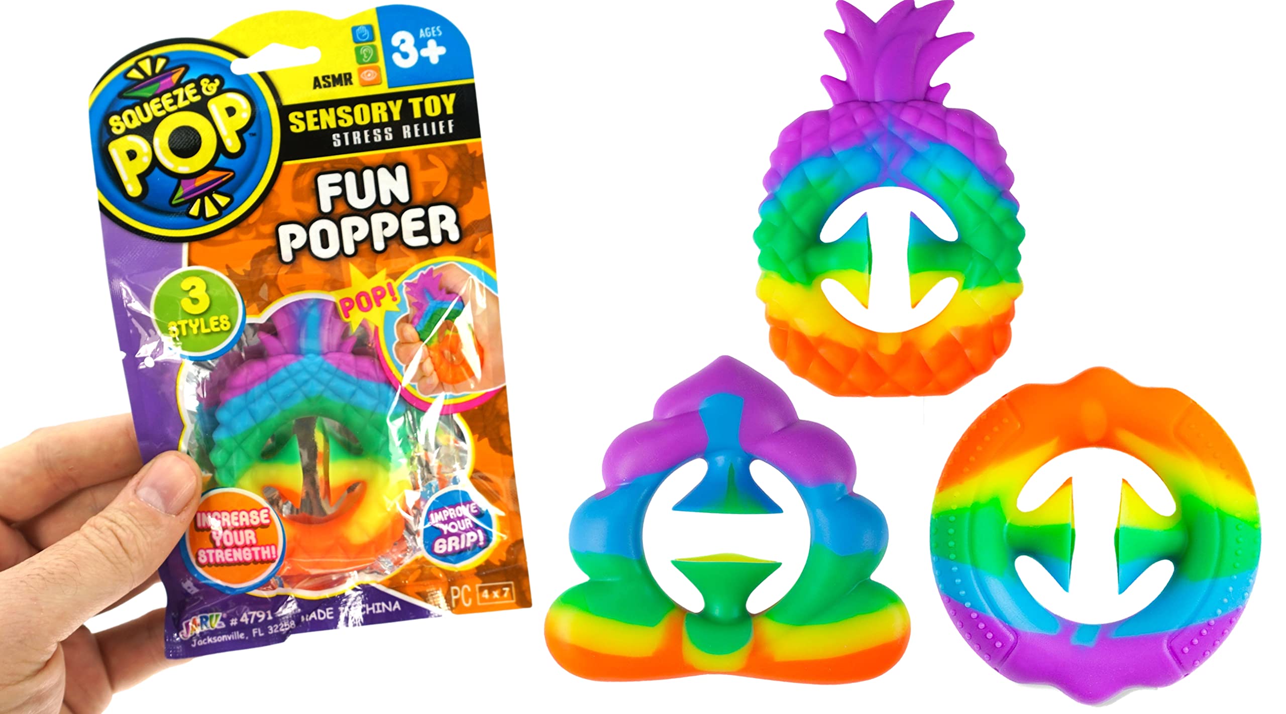 JA-RU Snapper Fidget Toy (3 Fidget Toys) Hand Grip Fun Popper Snap It Squeeze Grab Stress Relief Toy. Party Pop Snaps Noise Maker Click Finger Sensory Toys for Kids Autism. 4791-3s