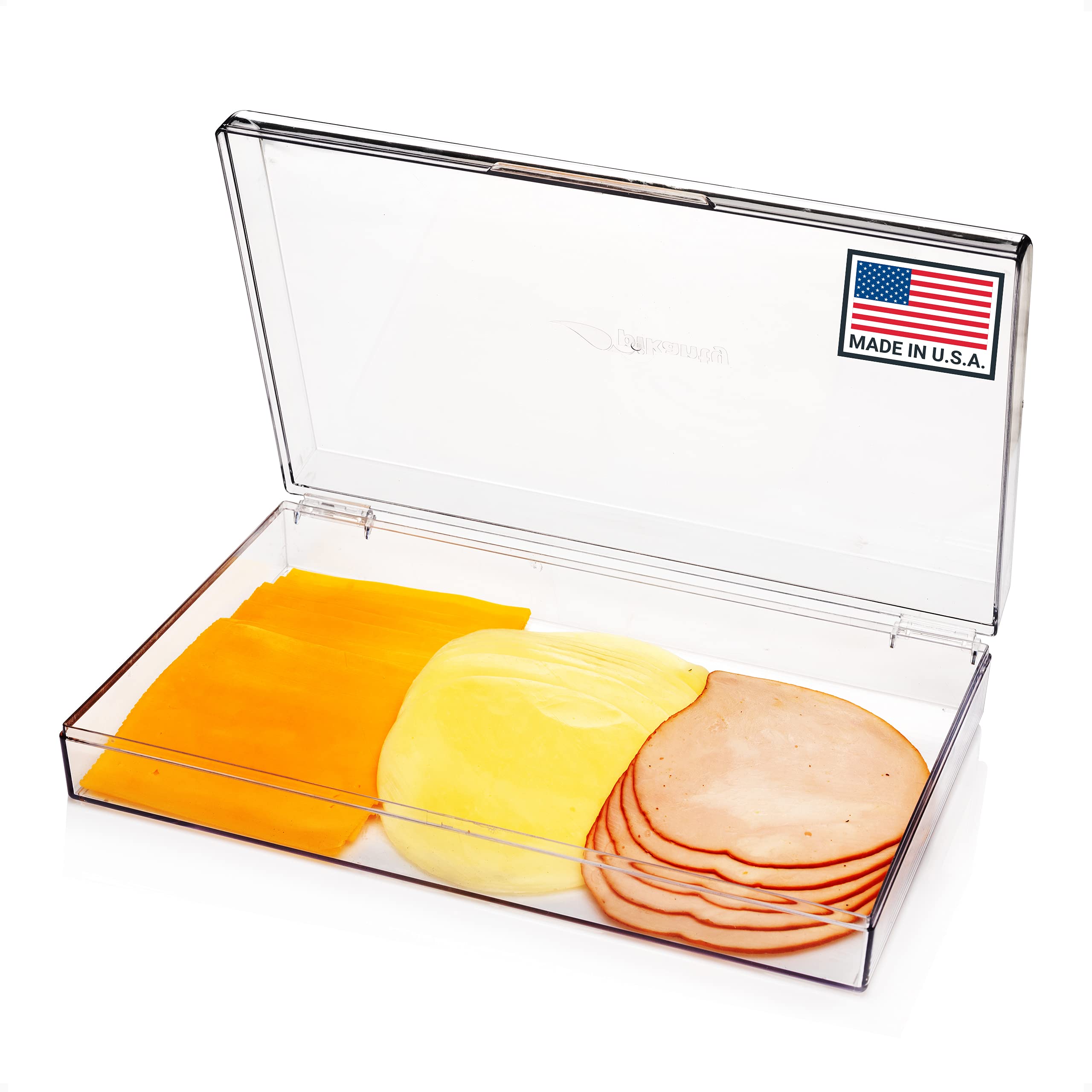Pikanty - Fridge and Freezer Deli Keeper with Hinged Lid. Great for Meat, Cheese, Bacon, Cold Cuts and more. Made in USA