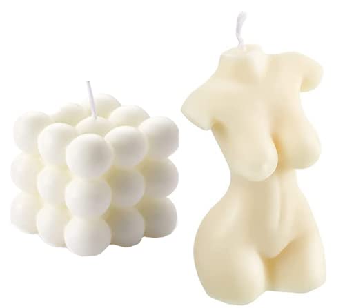 Bubble Candle Soy Wax Scented Candle Hand Poured Scented Candle and Female Body Shaped Candle Set2 Pieces Handmade Candle Decorative Candle for Bedroom Bathroom Wedding Use or Gifting