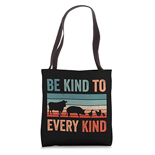 Be Kind To Every Kind Vegan Veggies Funny Vegetarian Tote Bag