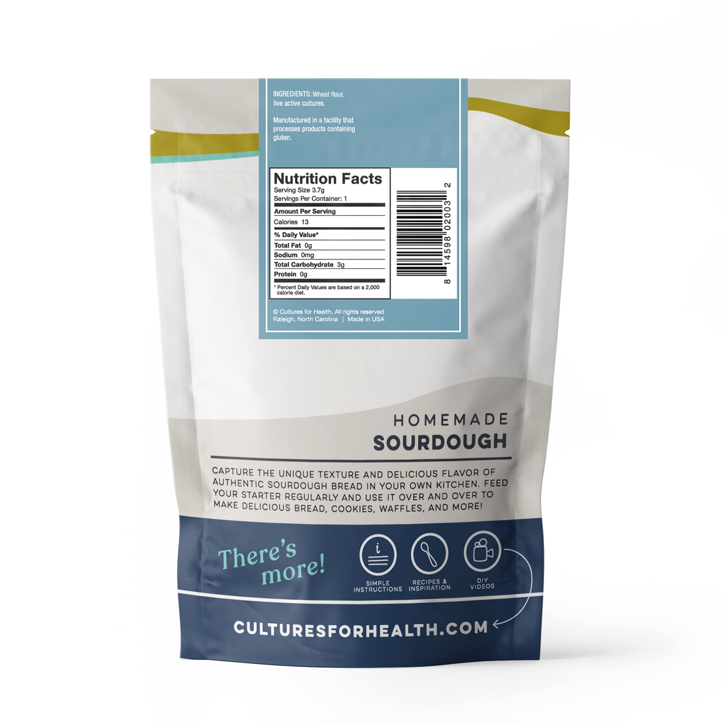 Cultures for Health Whole Wheat Sourdough Starter | Dehydrated Heirloom Culture for DIY Artisan Bread | Perfect for Muffins, Pancakes, Whole Wheat Pasta, & More | Non-GMO Prebiotic Sourdough Bread