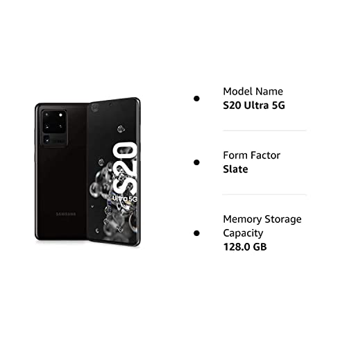 Samsung S20 Ultra 5G Factory Unlocked SM-G988U1 Cosmic Black 128GB - US Warranty (Renewed)