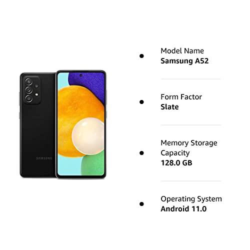 Samsung Galaxy A52 | A525F | 128GB 6GB RAM | Factory Unlocked (GSM ONLY | Not Compatible with Verizon/Sprint/Boost) | International Model (Awesome Black)