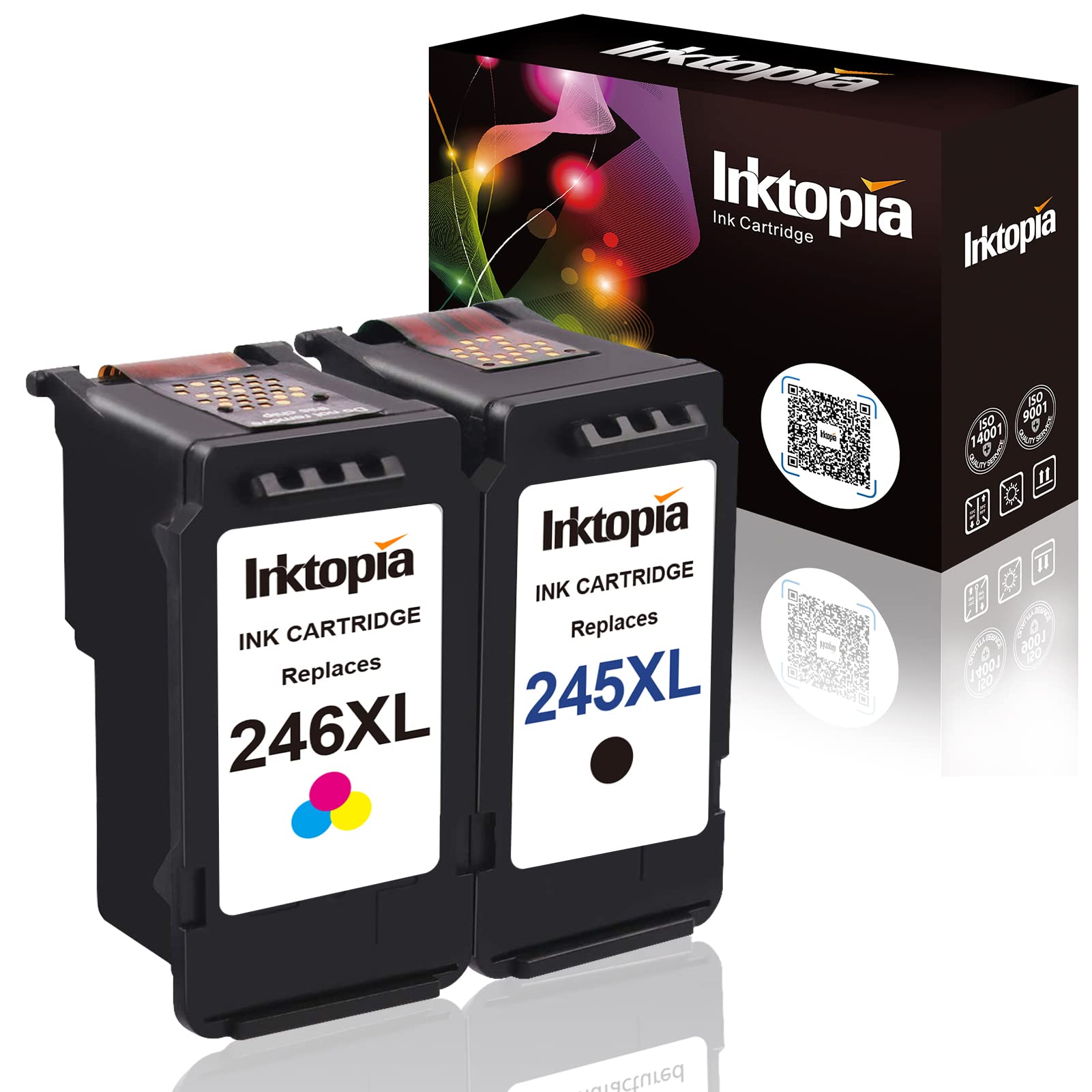 Inktopia Combo Compatible Ink Cartridge Replacement for Canon PG 245XL CL 246XL 245 XL 246 XL PG-243 CL-244 (1 Black 1 Color) Used in PIXMA iP2820 MG2420 MG2520 MG2922 MG2924 Printer