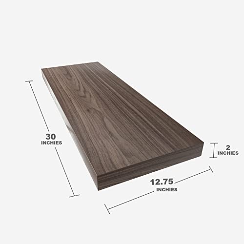 JPND Floating Shelf, Set of 2 Wall Shelves,30 in W x 12.75 in D x 2 in H Wooden Floating Wall Shelf with Invisible Brackets for Living Room/Bedroom/Bathroom/Kitchen Storage and Decor, Walnut