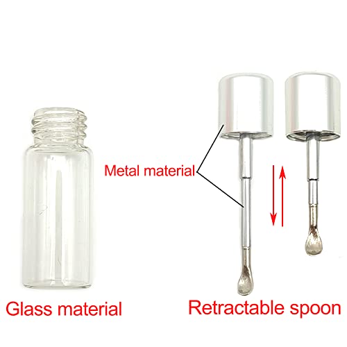 4 Pack Glass Pill Box Spice Bottle with Retractable Spoon Inside Small Storage Bottle for Outdoor Camping Travel Portable Pill Case
