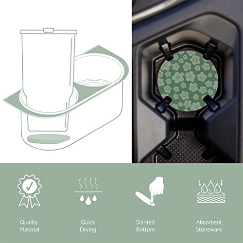 Floral Spring Green 2.75 x 2.75 Ceramic Car Coasters Pack of 2