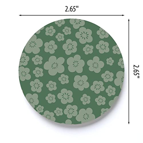 Floral Spring Green 2.75 x 2.75 Ceramic Car Coasters Pack of 2
