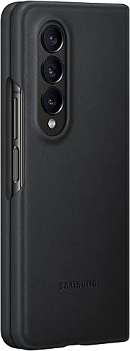 SAMSUNG Galaxy Z Fold 4 Case - Leather Cover, Protective, Premium, Elegant Phone Case with Front and Back Protection, Soft Surface - Bulk Packaging - (Black)