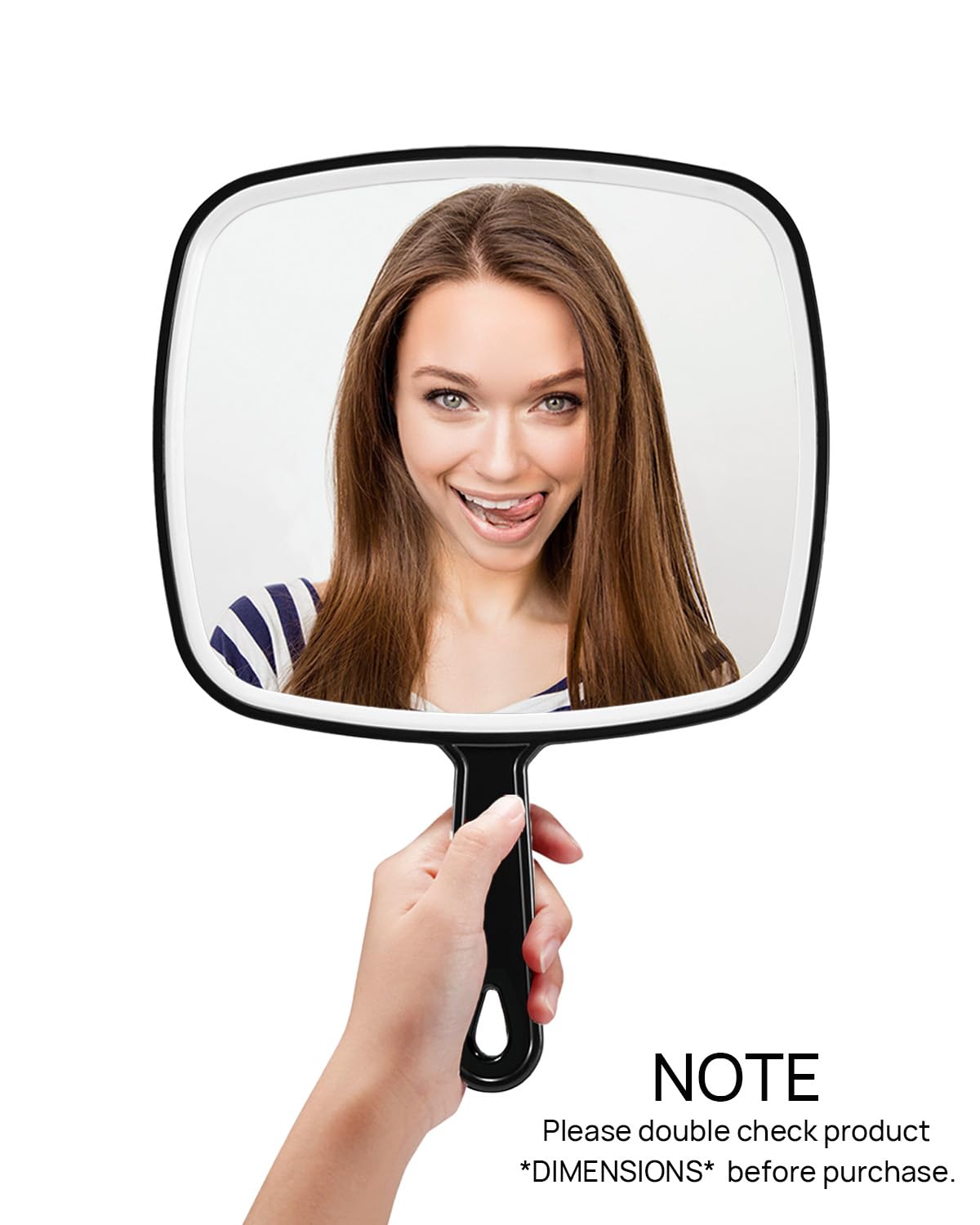OMIRO Hand Mirror, Extra Large Black Handheld Mirror with Handle, 12.4" L x 9" W