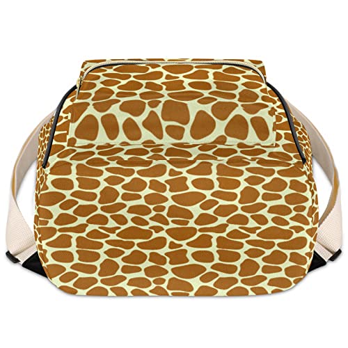 Animal Print Giraffe Skin Mini Backpack Purse for Women, Giraffe Skin Small Backpack Leather Casual Daypacks Ladies Shoulder Bags
