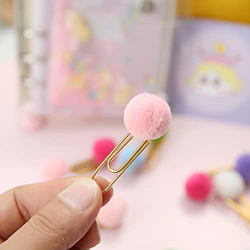 Lan-He Creative Girl Heart Students use Hair Ball Paper Clip Hand Ledger Decoration Colorful Cute Bookmark Small pin Paper Clip