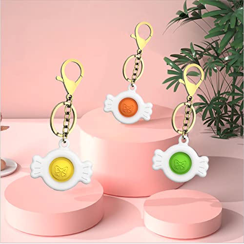SVNVIOZ 3-Pack Simple Candy Dimple Push Pop-It Fidget Toys, Pop Keychain Toy Single Popit Fidget Popper Portable Fidget Toy with Buckle Ring Stress Relief and Anti-Anxiety Puzzle Fun