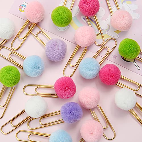 Lan-He Creative Girl Heart Students use Hair Ball Paper Clip Hand Ledger Decoration Colorful Cute Bookmark Small pin Paper Clip