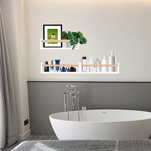 Esonal White Nursery Floating Wall Shelf Nursery Décor Wall Book Shelves for Bedroom Organizer or Kitchen Spice Rack Wall Mount Books Photo Picture Display Ledges 16 Inch a Set of 3