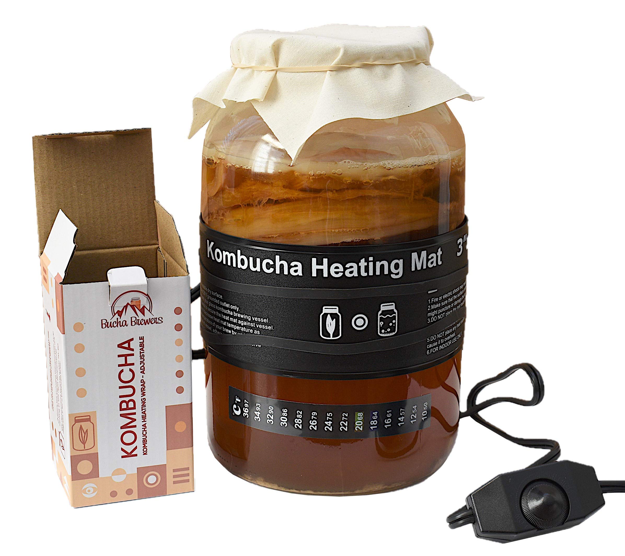 Adjustable Kombucha Heat Mat - Bucha Brewers Kombucha Heating Wrap, Kombucha Warmer, Fermenter Heater