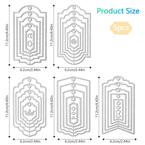 5 Set 36pcs Carbon Steel Embossing Template Die Bookmark Metal Cutting Die Cuts Embossing Stencils Metal Stencils Scrapbooking Tool Thin Banner Cutting Die for Card Scrapbooking DIY