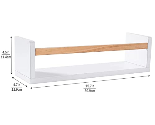 Esonal White Nursery Floating Wall Shelf Nursery Décor Wall Book Shelves for Bedroom Organizer or Kitchen Spice Rack Wall Mount Books Photo Picture Display Ledges 16 Inch a Set of 3