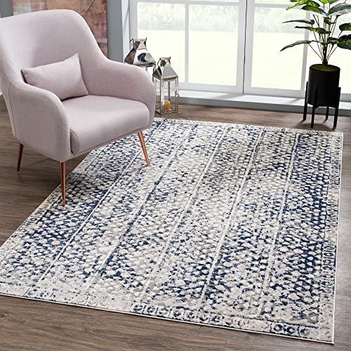 Bloom Rugs Troya Gray/Blue 5x7 Rug - Modern Abstract Area Rug for Living Room, Bedroom, Dining Room, and Kitchen - Exact Size: 5' x 7'5"