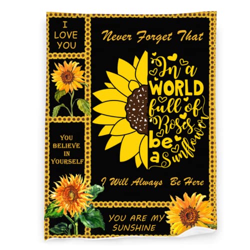 yiycqur Sunflower Blanket Gifts Ultra Soft Light Weight Sunflower You are My Sunshine Throw Blanket Air Conditioning Blanket for Bed Couch Sofa Living Room Picnic 50x40/60x50/80x60 Inches