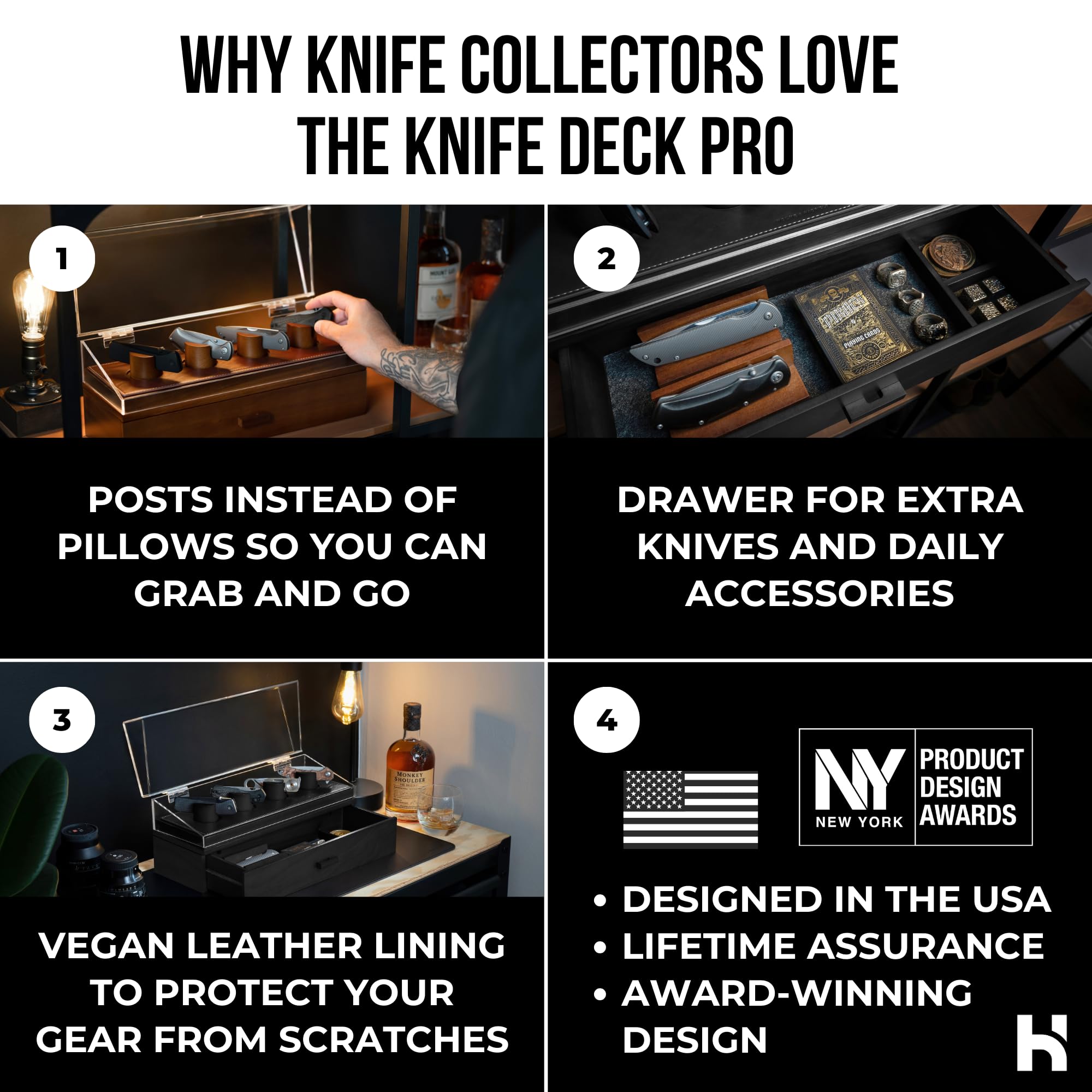 Pocket Knife Display Case EDC Case β Pocket Knife Storage Case and Knife Display Stand β Pocket Knife Case and Pocket Knife Organizer β Knife Cases For Collections - Gift For Men Husband Dad - Walnut