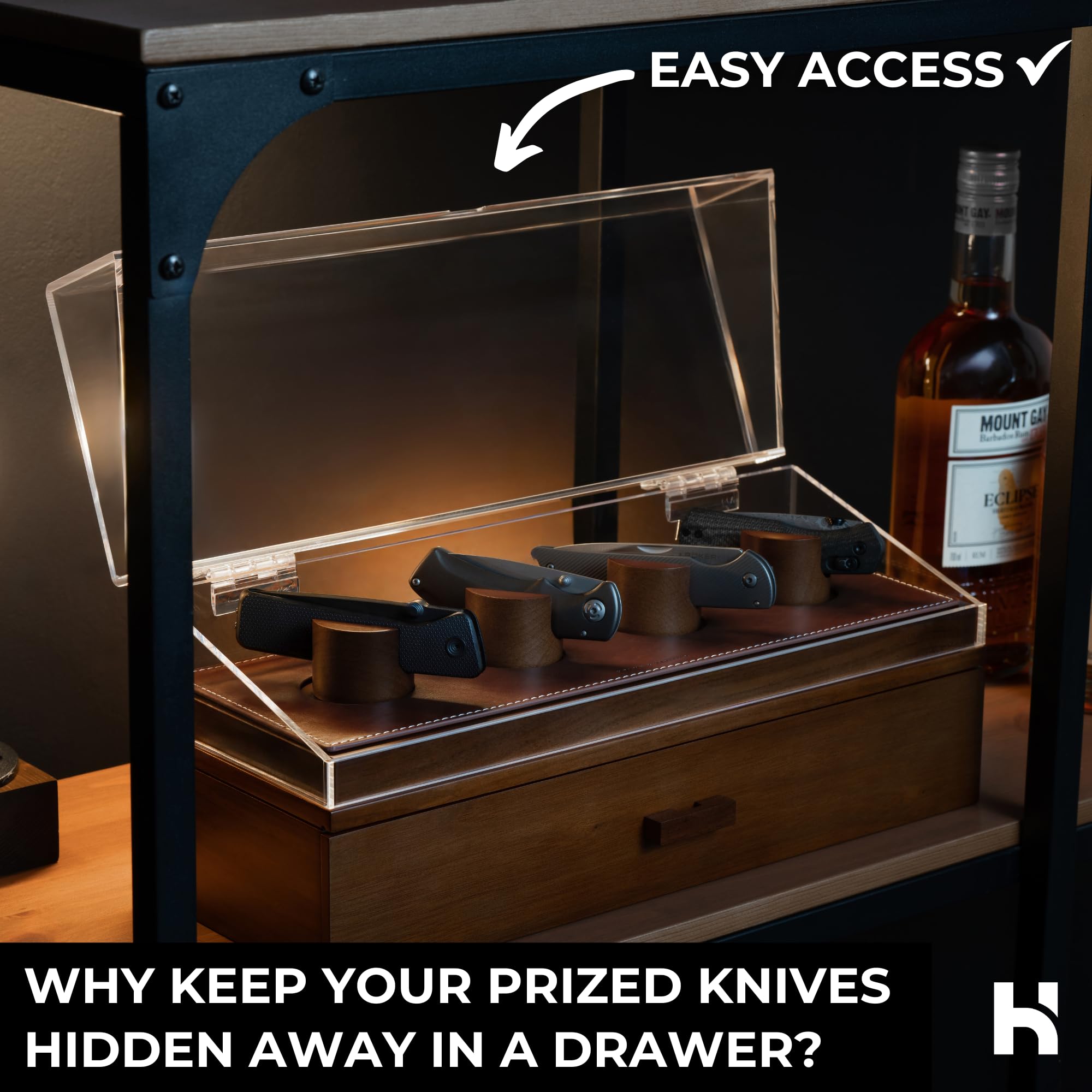 Pocket Knife Display Case EDC Case β Pocket Knife Storage Case and Knife Display Stand β Pocket Knife Case and Pocket Knife Organizer β Knife Cases For Collections - Gift For Men Husband Dad - Walnut