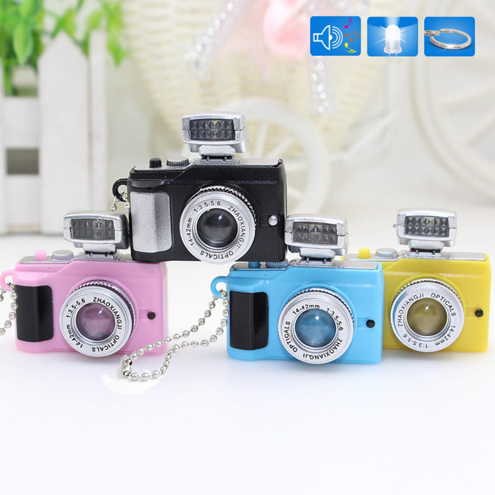 Mini Camera Keychain Key Ring Toy with Flashlight Sound Bag Phone Pendant,Car Keychain Accessories for Women Men - Yellow