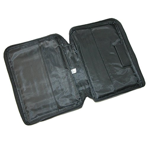 CTM® Leather Bible Cover Case with Zippered Pockets and Handle, Black