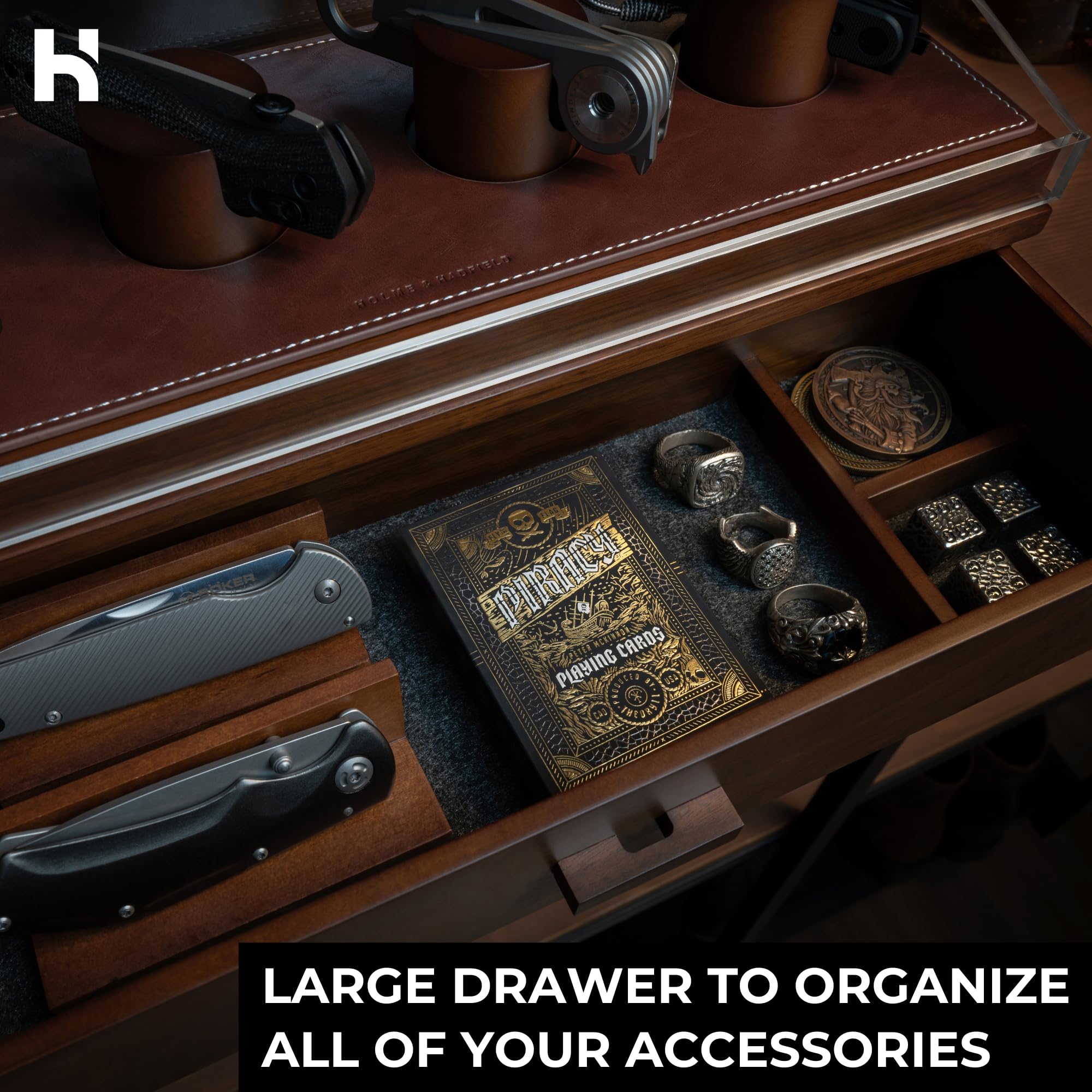 Pocket Knife Display Case EDC Case β Pocket Knife Storage Case and Knife Display Stand β Pocket Knife Case and Pocket Knife Organizer β Knife Cases For Collections - Gift For Men Husband Dad - Walnut