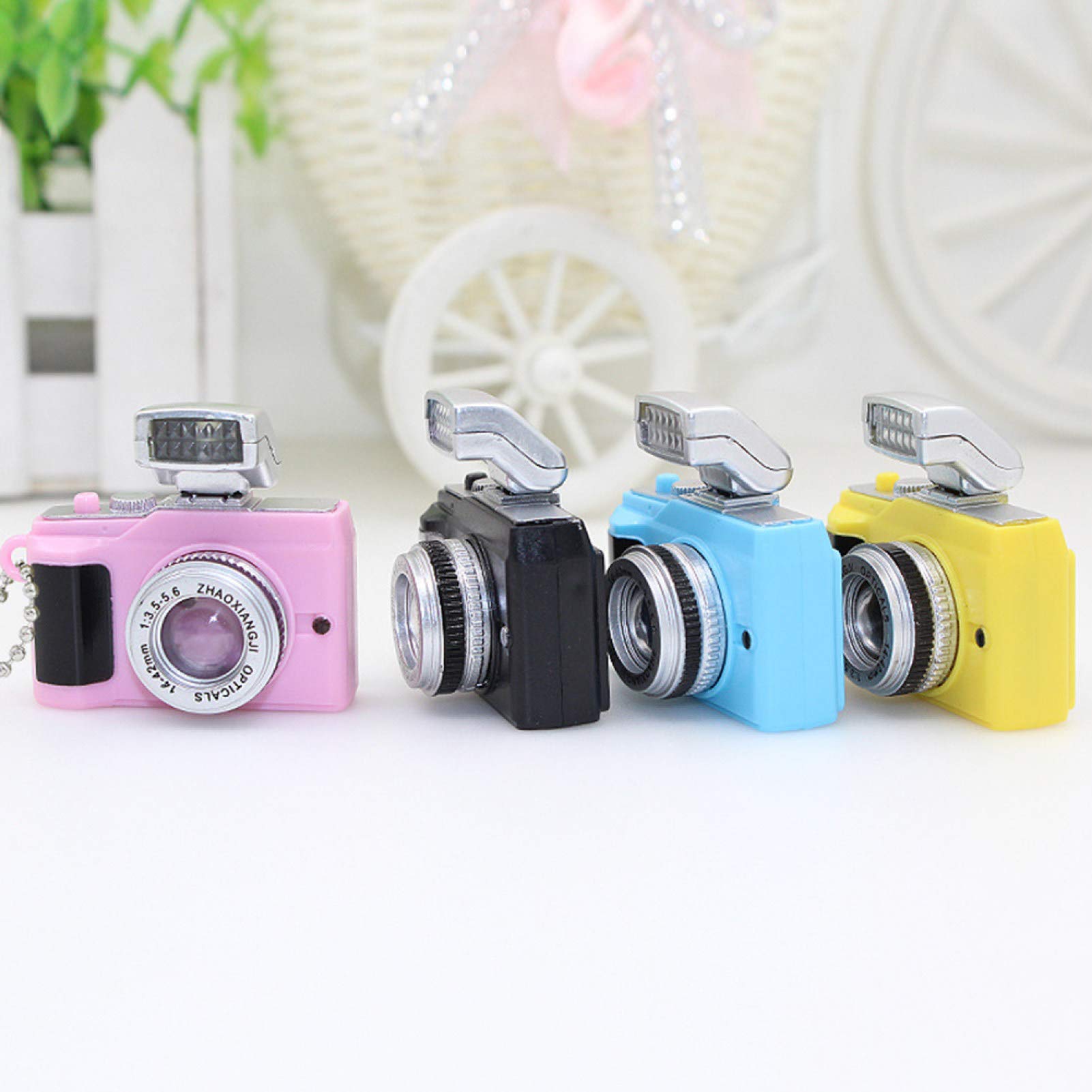 Mini Camera Keychain Key Ring Toy with Flashlight Sound Bag Phone Pendant,Car Keychain Accessories for Women Men - Yellow