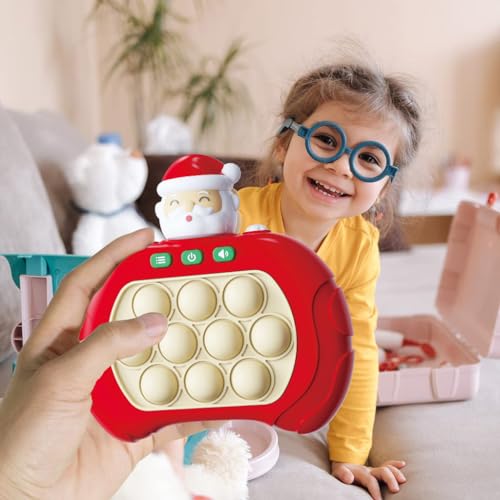 Christmas Santa Claus Pop Fidget Game Toys,Quick Push Pattern Electric Poping Bubble Squeeze Sensory Fidget Toys, Handheld Console Game Machine,Mini Games Sensory Toys for Xmas Birthday Gifts
