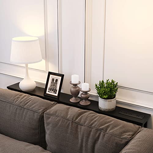 SAUCE ZHAN Sofa Table with Outlet and USB Port, 47" Console Table Behind Couch Table with Steel Frame, Narrow Entryway Table for Sofa, Living Room, Foyer, Hallway, Entry, Black