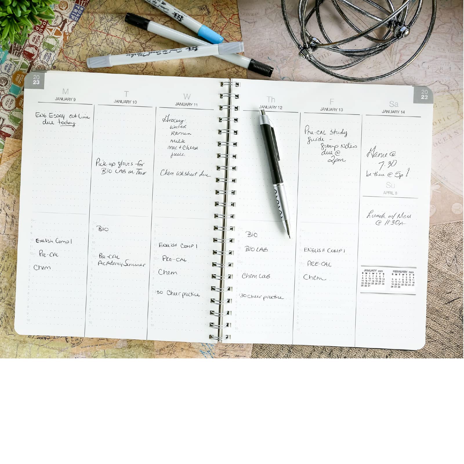 2023 Planner 8.5"x11" Monthly & Weekly - 14 Months (November 2022 Through December 2023) - Professional, Simple, Easy-to-Use Design. Black Vinyl Cover for Extra Protection